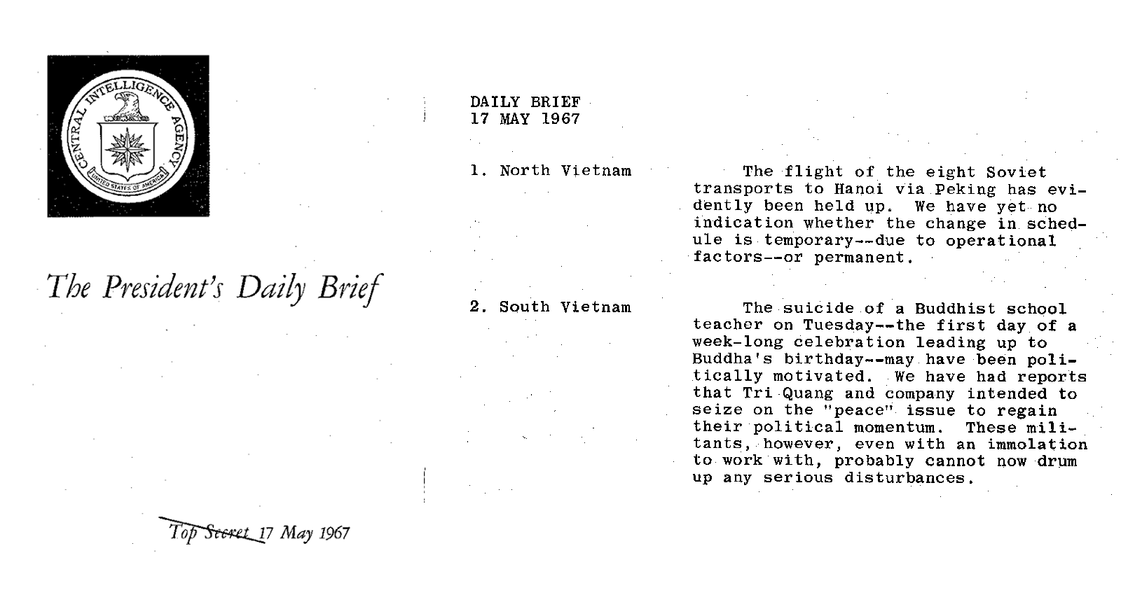 Textures of April 30th: The President's Daily Brief - DVAN